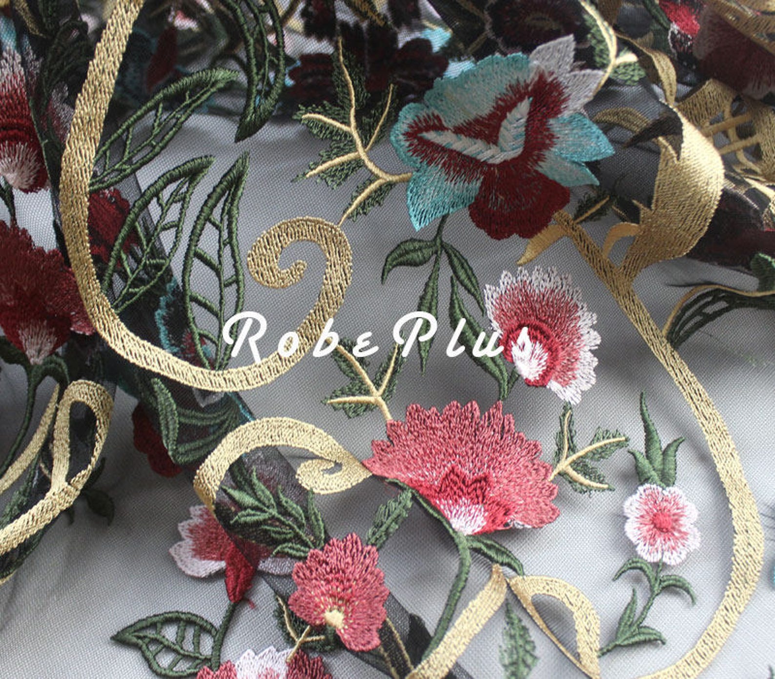 Floral Schiffli Lace Floral Champagne Lace Fabric Tulle Embroider Lace ...