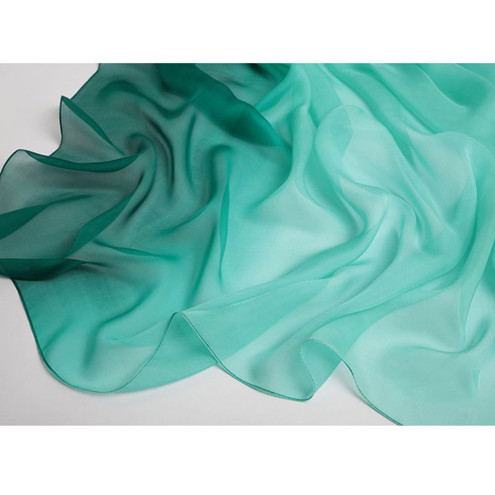 Green Silk Scarf - Green Gradient Coloured Silk Chiffon Scarf -gradient ...