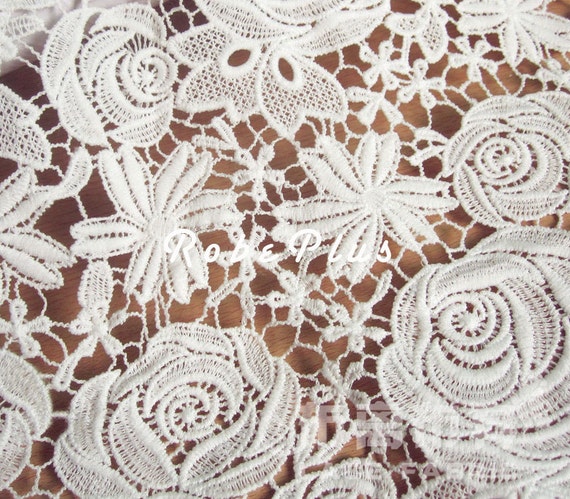 White Lace Fabric White Guipure Lace White floral lace | Etsy