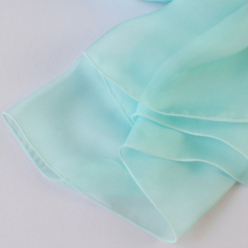 Light Cyan Silk Scarf Aquamarine Mulberry Silk Chiffon Scarf - Etsy Israel