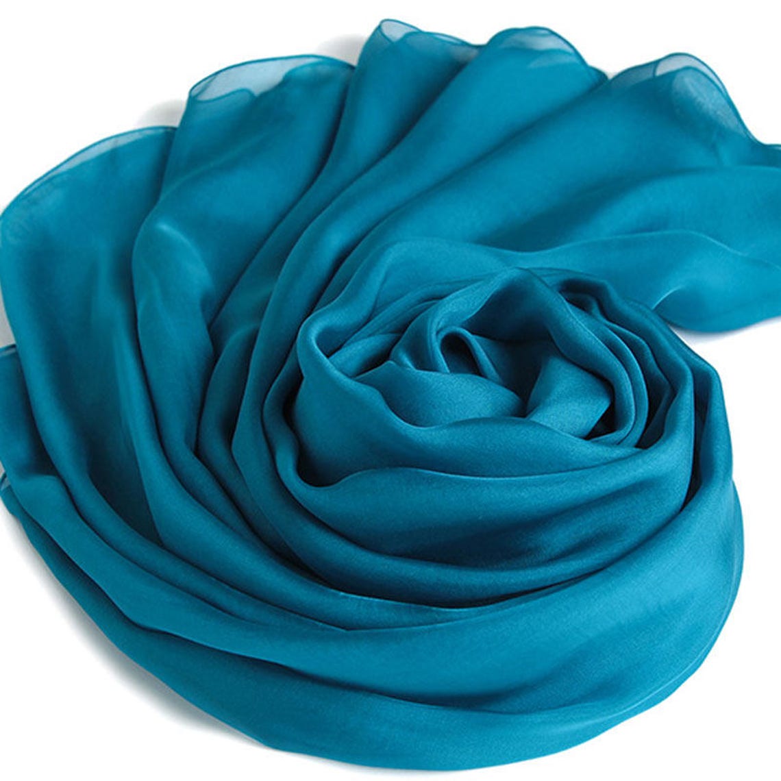 Dark Cyan Silk Scarf Teal Mulberry Silk Chiffon Scarf AS25 - Etsy