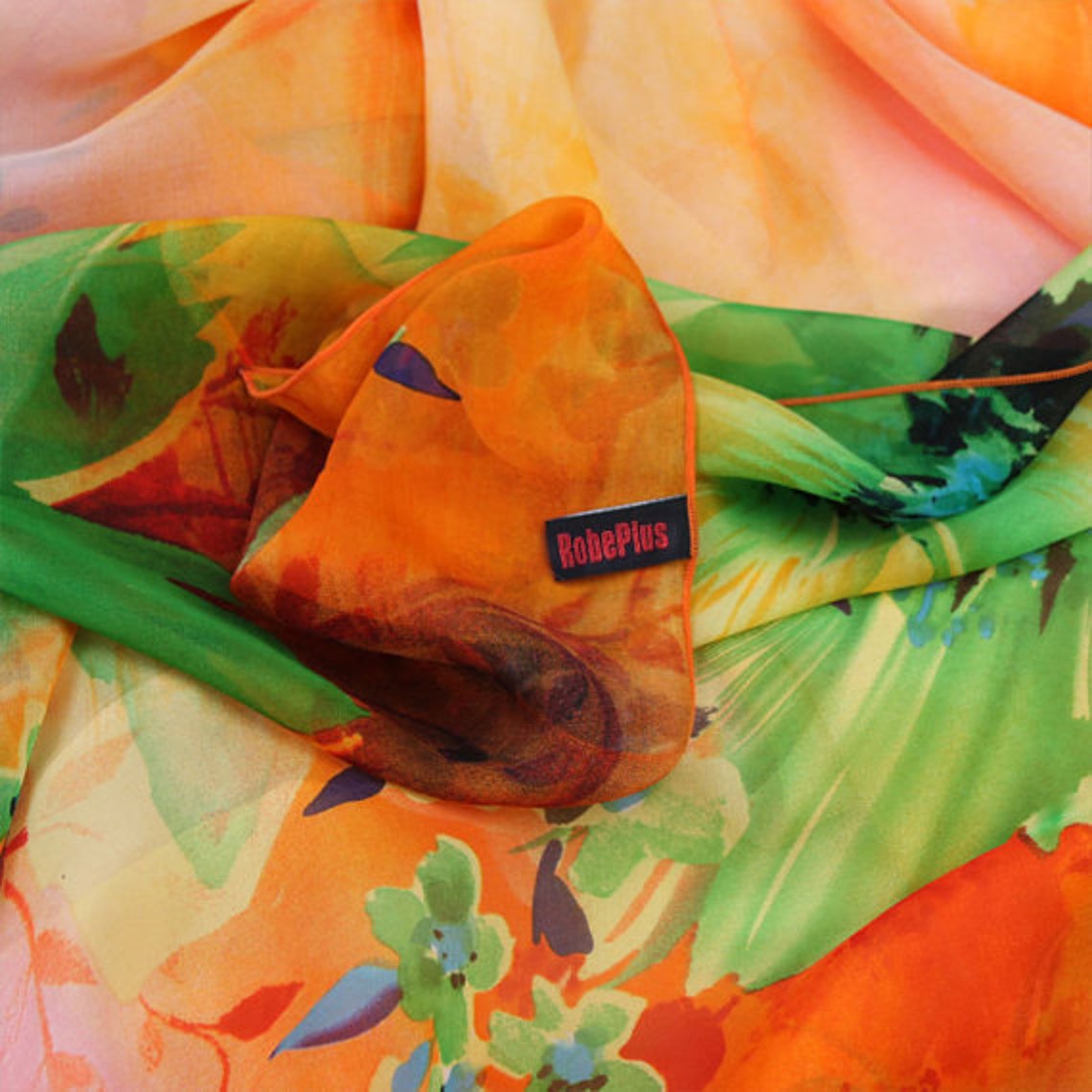 Bright Orange Floral Silk Scarf Orange Silk Chiffon Scarf - Etsy