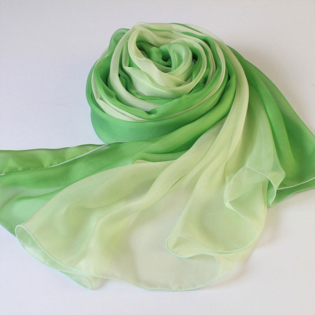 Green Gradient Color Silk Scarf - Green Silk Chiffon Scarf - AS60 - Etsy
