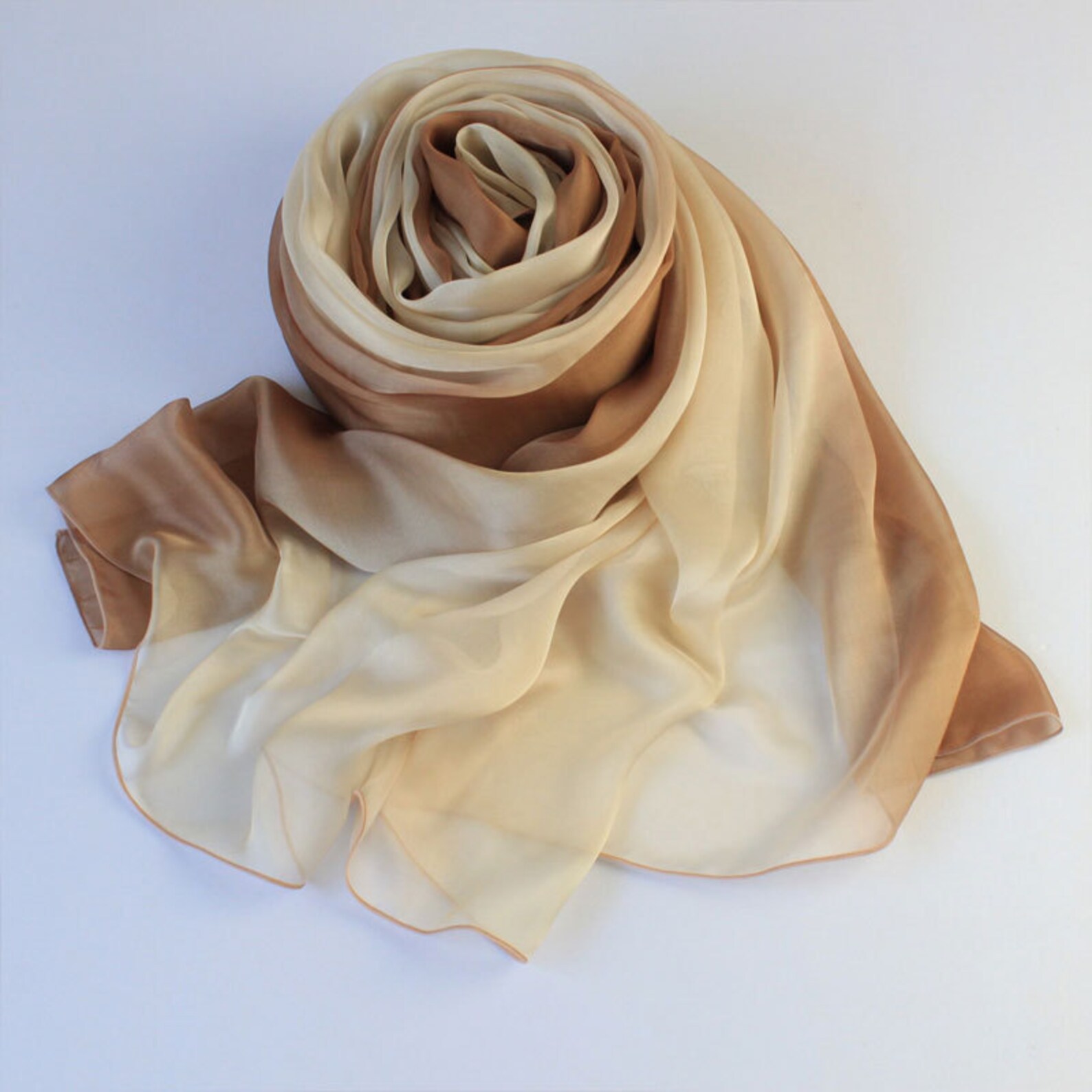 Brown Silk Scarf - Gradient Color Scarf - Light Brown to Dark Brown ...