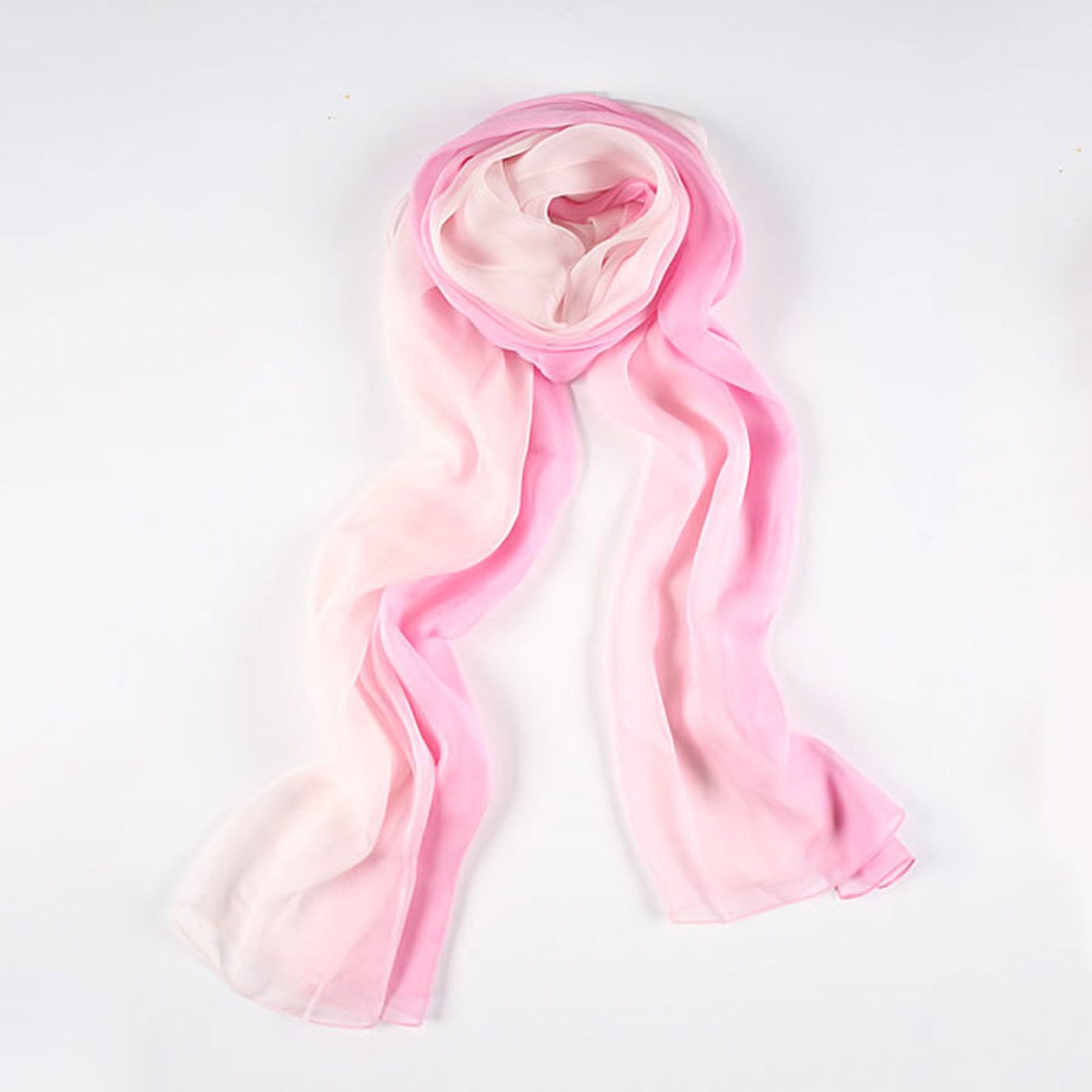 Pink Silk Scarf - Gradient Color Scarf - Light Pink to Bright Pink ...