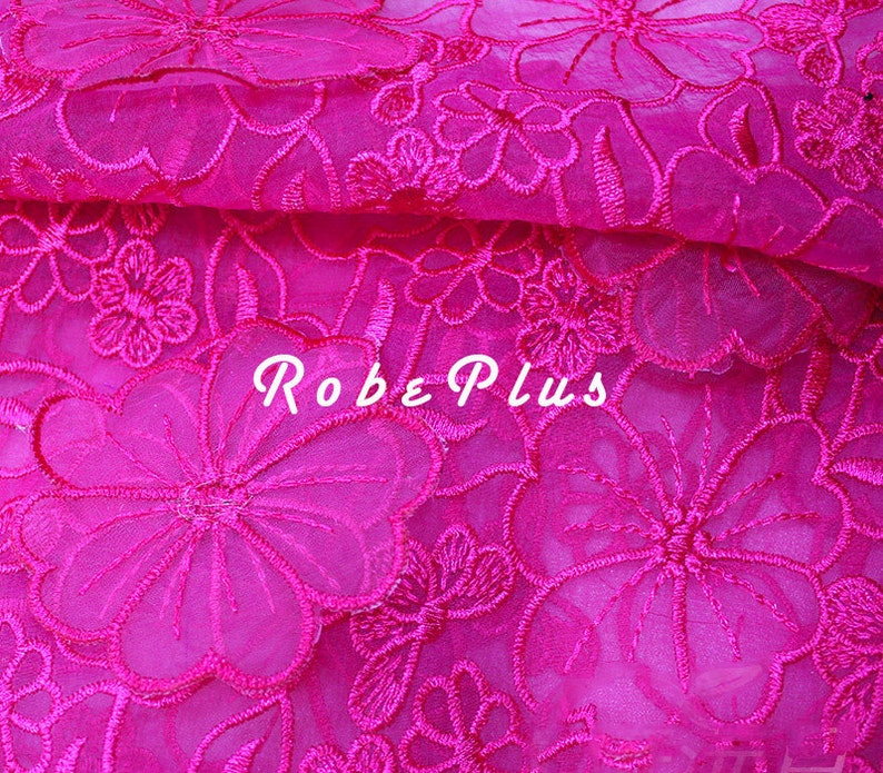 Floral Embroidered Organza Lace Fabric With Applique Etsy