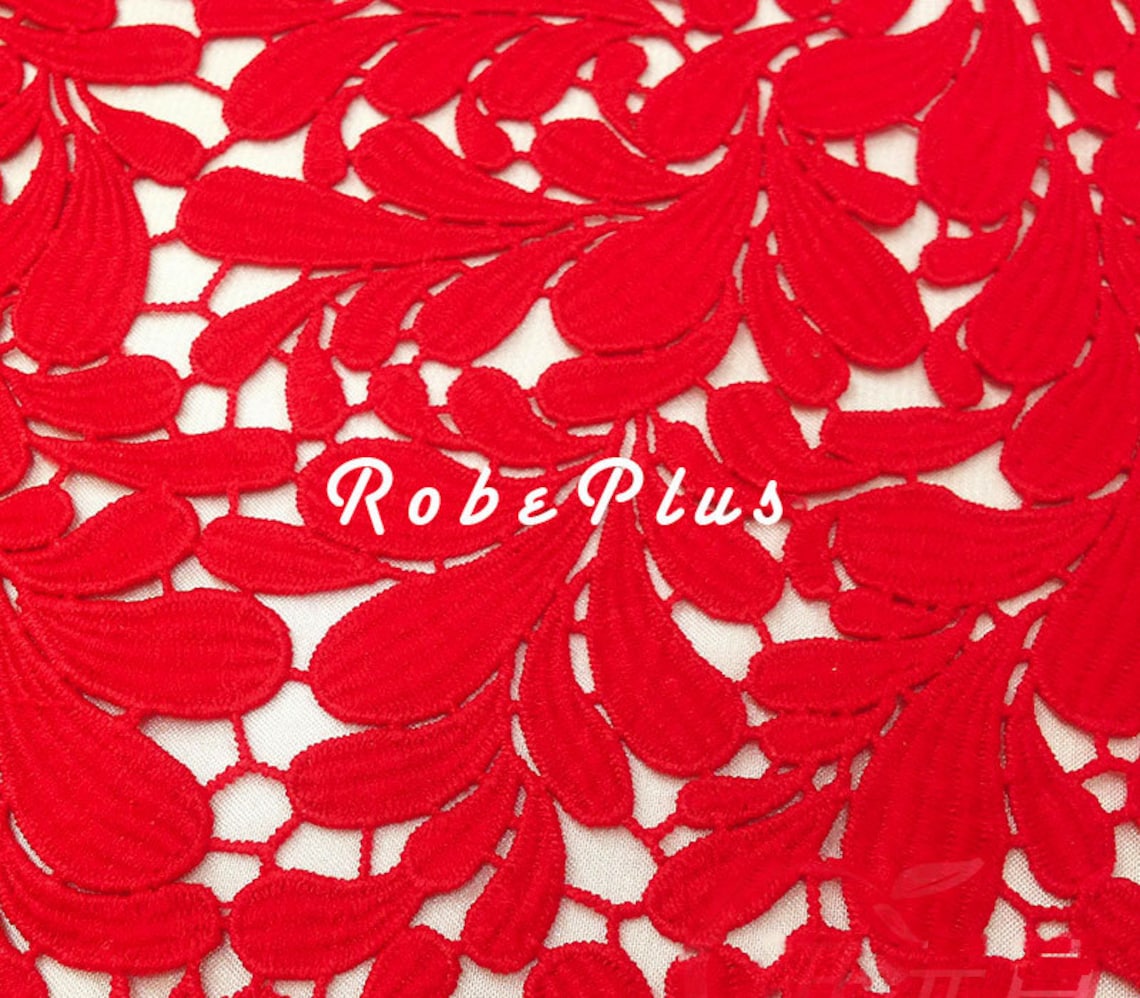 Red Lace Fabric Floral Red Lace Fabric Red Floral Lace - Etsy