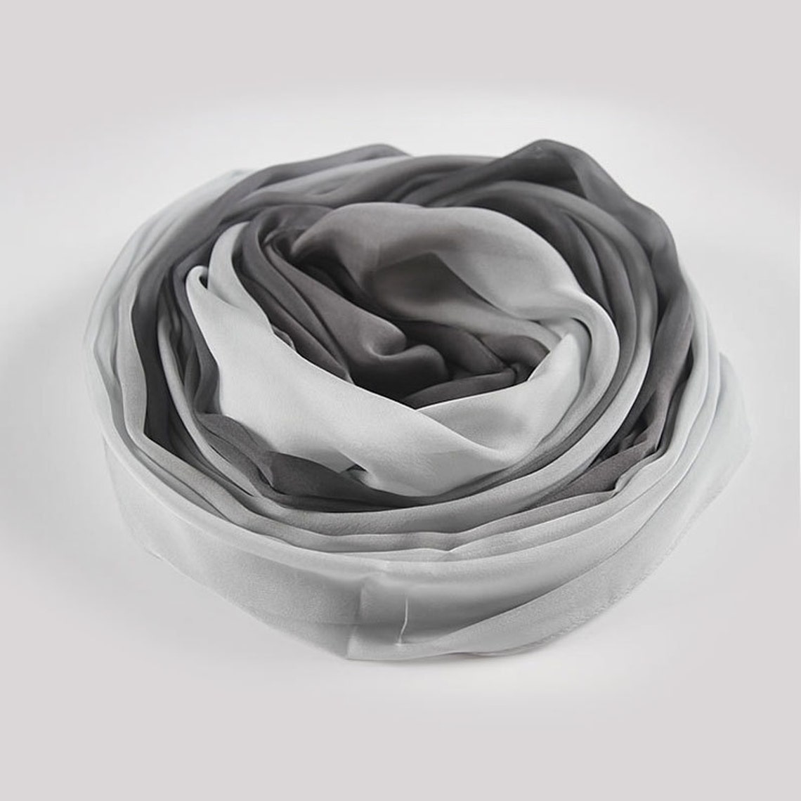 Gray Silk Scarf Gradient Color Scarf Light Gray to Dark Gray Gradient ...