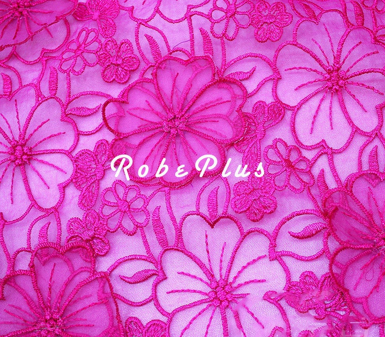 Floral Embroidered Organza Lace Fabric With Applique Etsy
