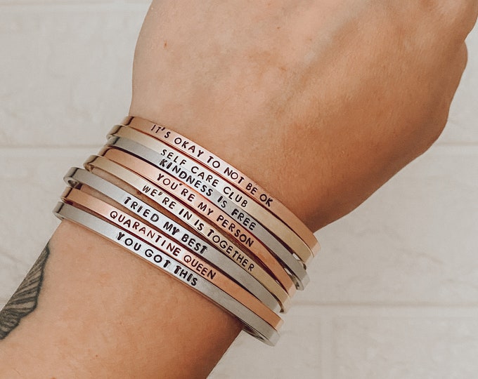 Personalized Bracelet, Encouragement Bracelet, Mantra Jewelry, Positive ...
