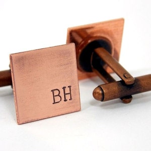 Personalized Copper Cuff Links Set of 2 Handstamped Mens - Etsy