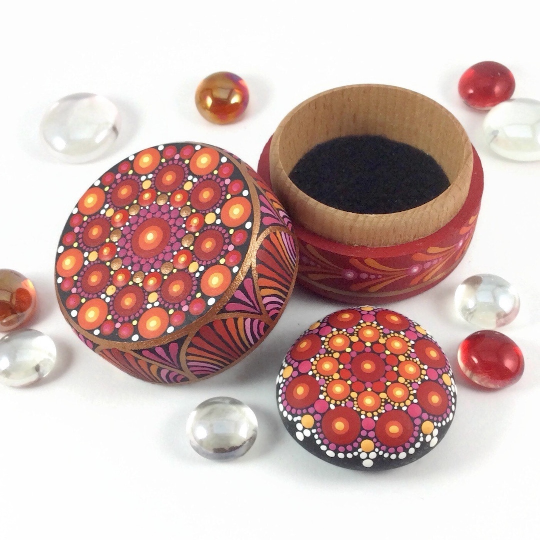Mandala Treasure Box & Stone - Etsy