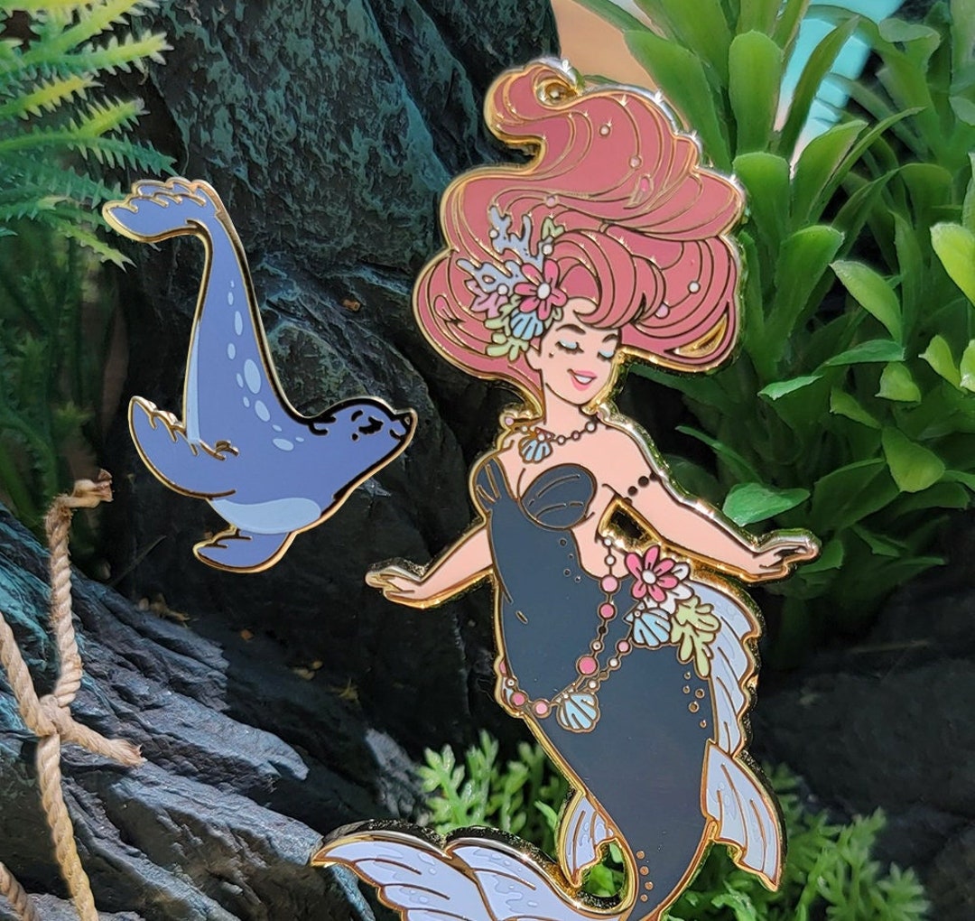 Mermaid and Seal Hard Enamel Pins - Etsy