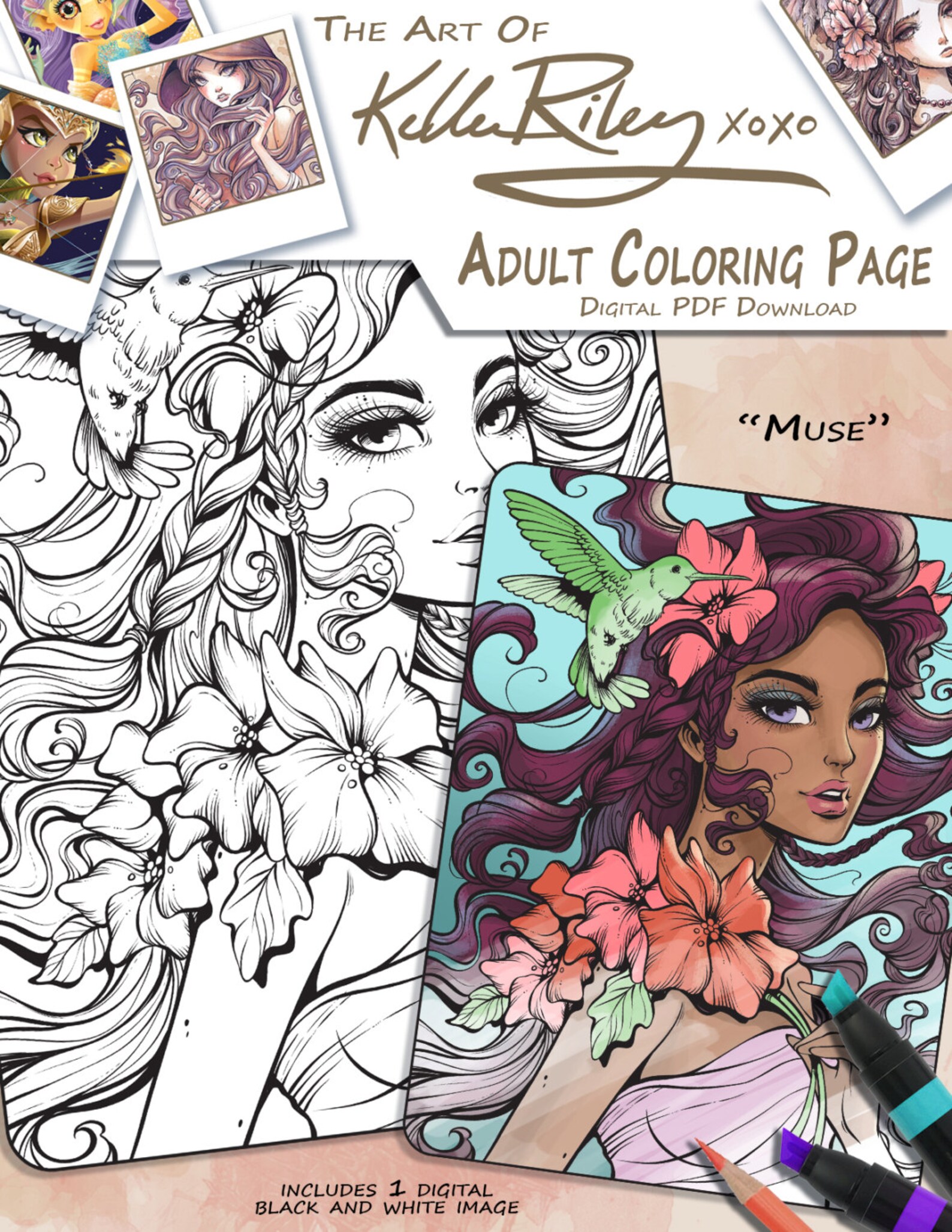 Muse Adult Coloring Page | Etsy