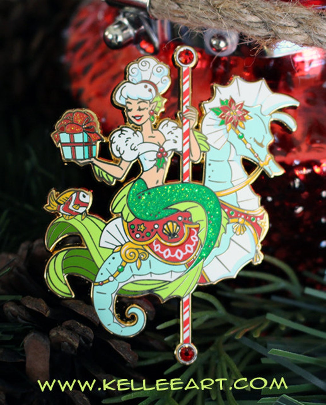 Christmas Carousel Mermaid Hard Enamel Pin - Etsy