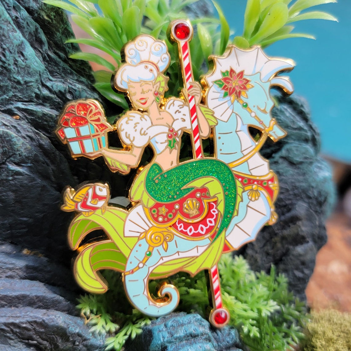 Christmas Carousel Mermaid Hard Enamel Pin - Etsy