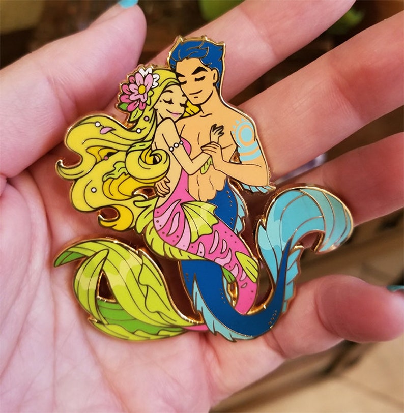 Mermaid/merman Hard Enamel Pin - Etsy