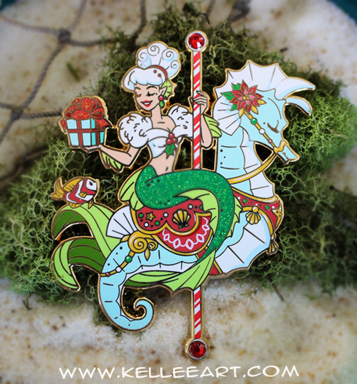 Christmas Carousel Mermaid Hard Enamel Pin - Etsy