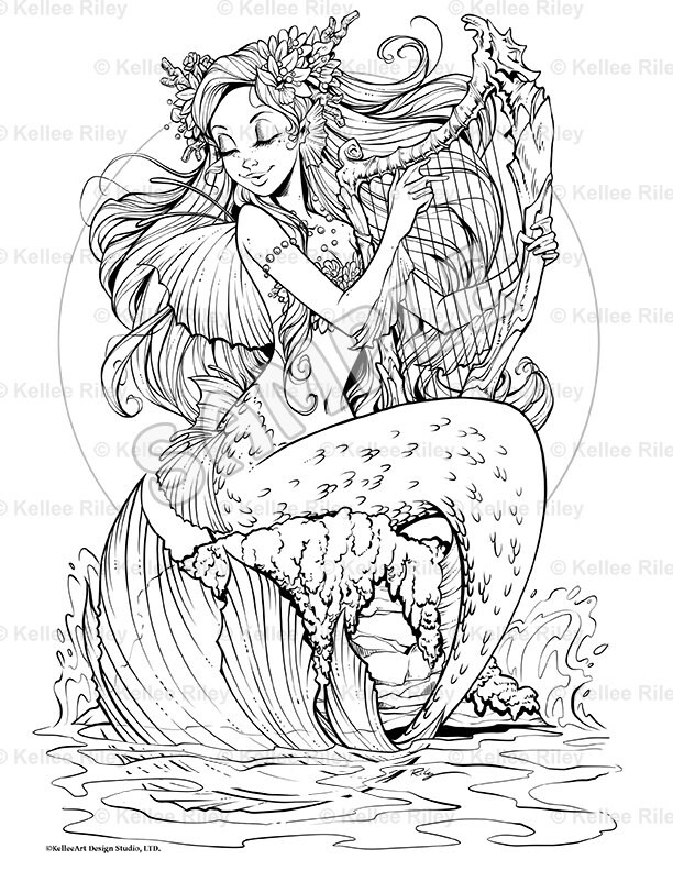 Siren's Song Adult Coloring Page - Etsy Sweden