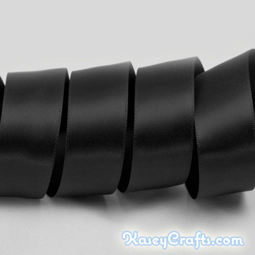 Black Ribbon, Double Faced Satin Ribbon, Widths Available: 1 1/2", 1 ...