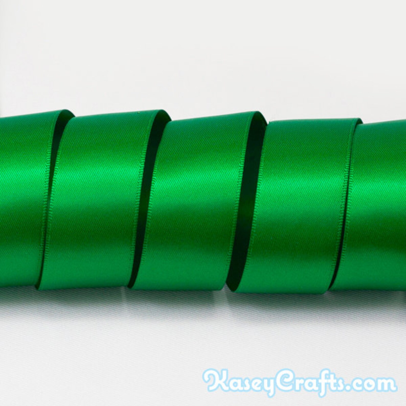 Emerald Green Ribbon, Double Faced Satin Ribbon, Widths Available: 1 1/ ...