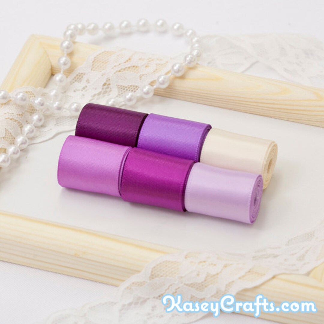 Purple Theme Ribbon Set, 6 PCS Double Faced Satin Ribbons, Widths ...