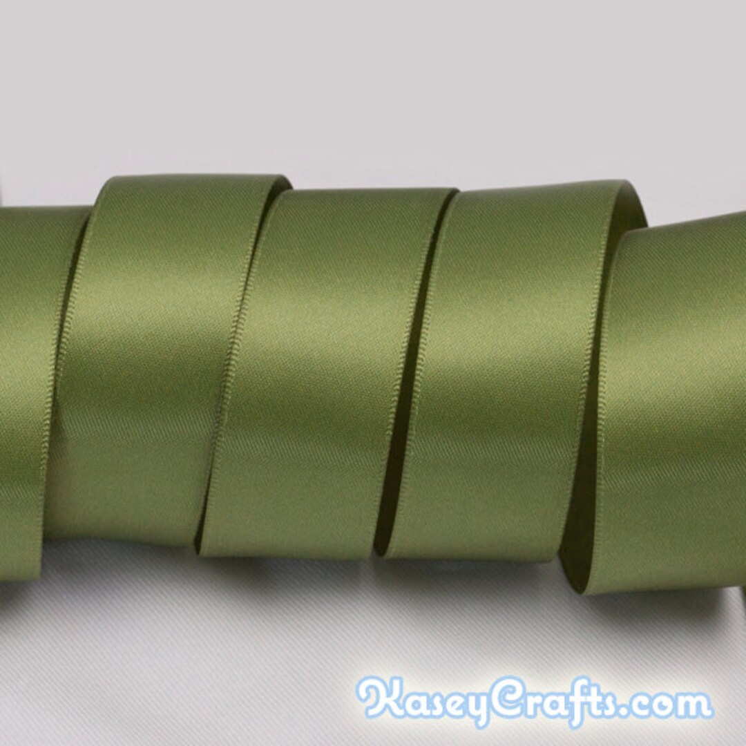 Willow Green Ribbon, Double Faced Satin Ribbon, Widths Available: 1 1/2 ...