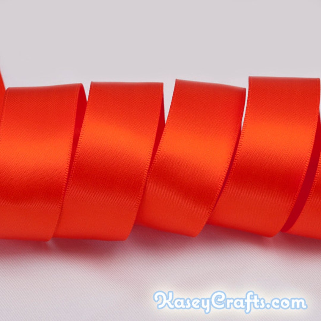 Autumn Orange Ribbon, Double Faced Satin Ribbon, Widths Available: 1 1/ ...