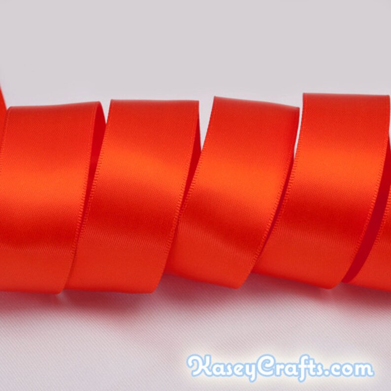 Autumn Orange Ribbon, Double Faced Satin Ribbon, Widths Available: 1 1/ ...