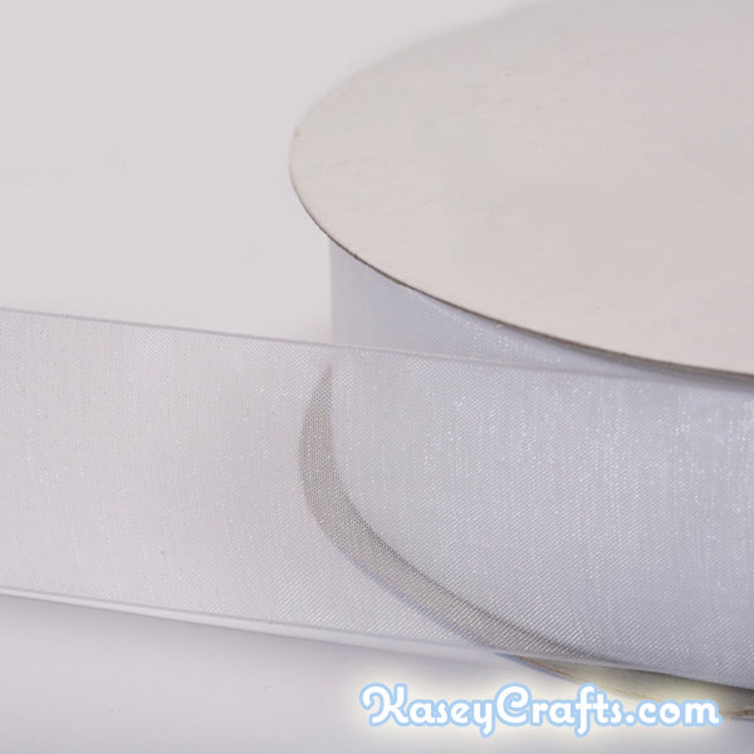 White Organza Ribbon, Organza Sheer Ribbon, Widths Available: 1 1/2", 1 ...
