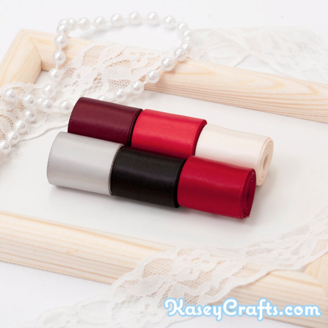 Posh Red Theme Ribbon Set, 6 PCS Double Faced Satin Ribbons, Widths ...