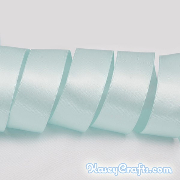 Light Blue Ribbon, Double Faced Satin Ribbon, Widths Available: 1 1/2 ...