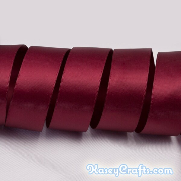 Burgundy Red Ribbon, Double Faced Satin Ribbon, Widths Available: 1 1/2 ...