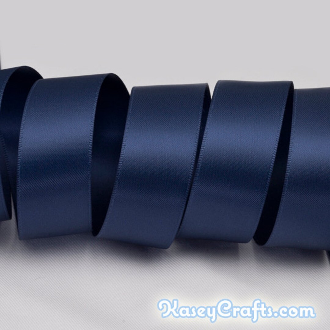 Light Navy Blue Ribbon, Double Faced Satin Ribbon, Widths Available: 1 ...