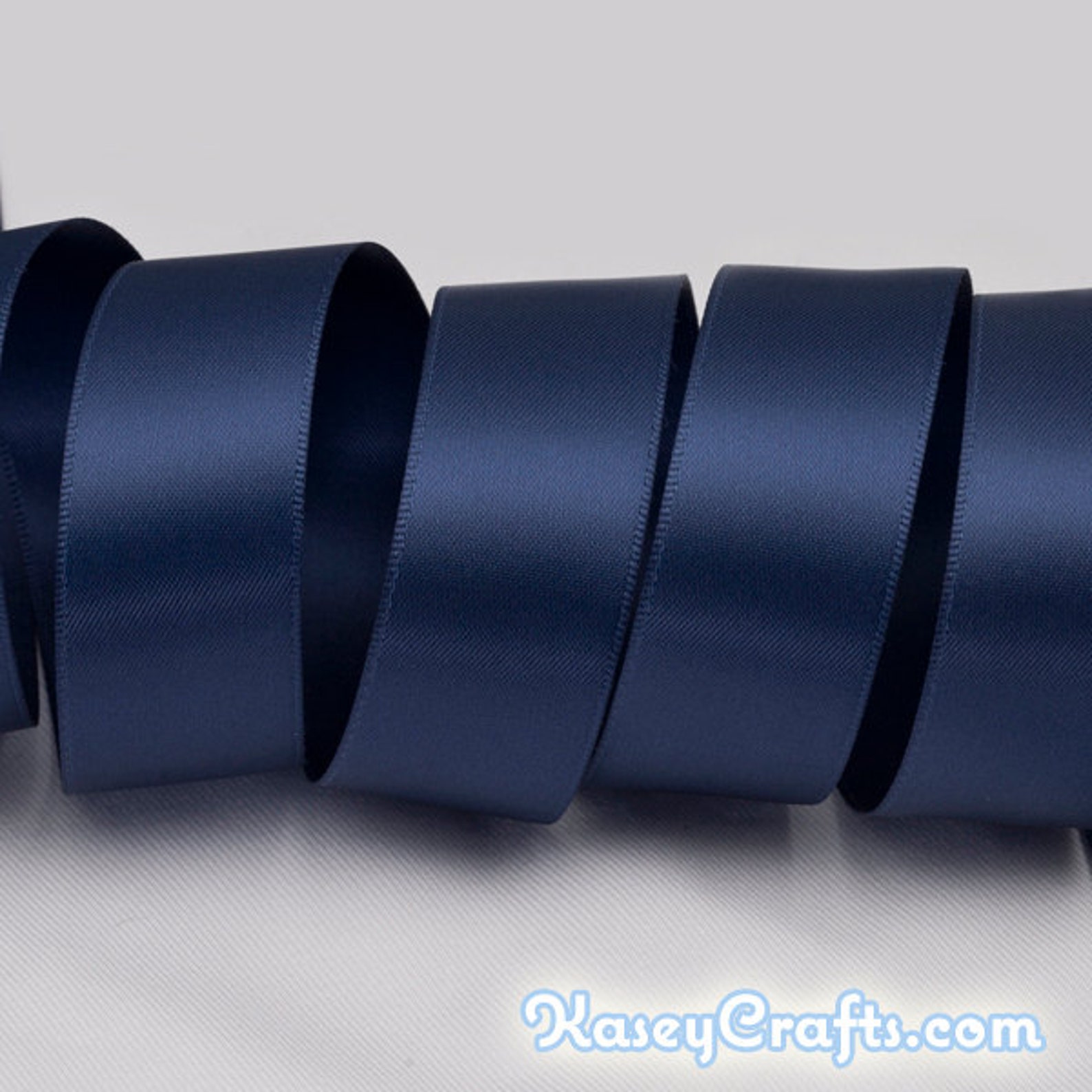 Light Navy Blue Ribbon, Double Faced Satin Ribbon, Widths Available: 1 ...