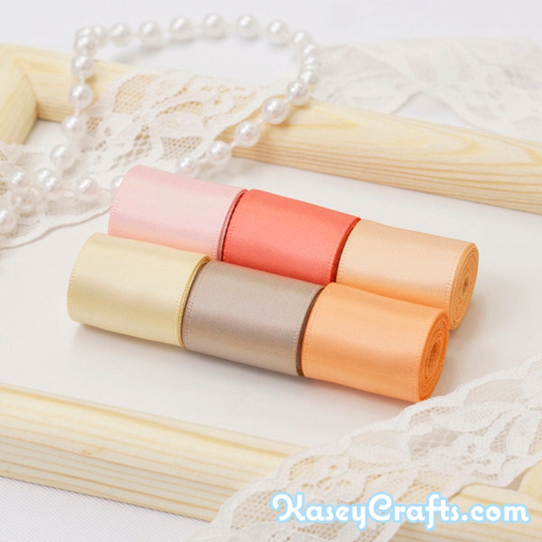 Peach Petals Theme Ribbon Set, 6 PCS Double Faced Satin Ribbons, Widths ...