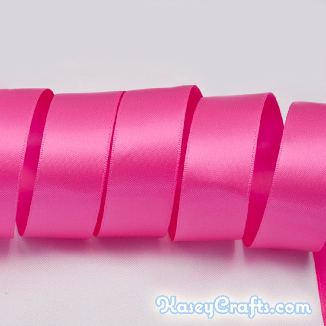 Fuchsia Pink Ribbon, Double Faced Satin Ribbon, Widths Available: 1 1/2 ...