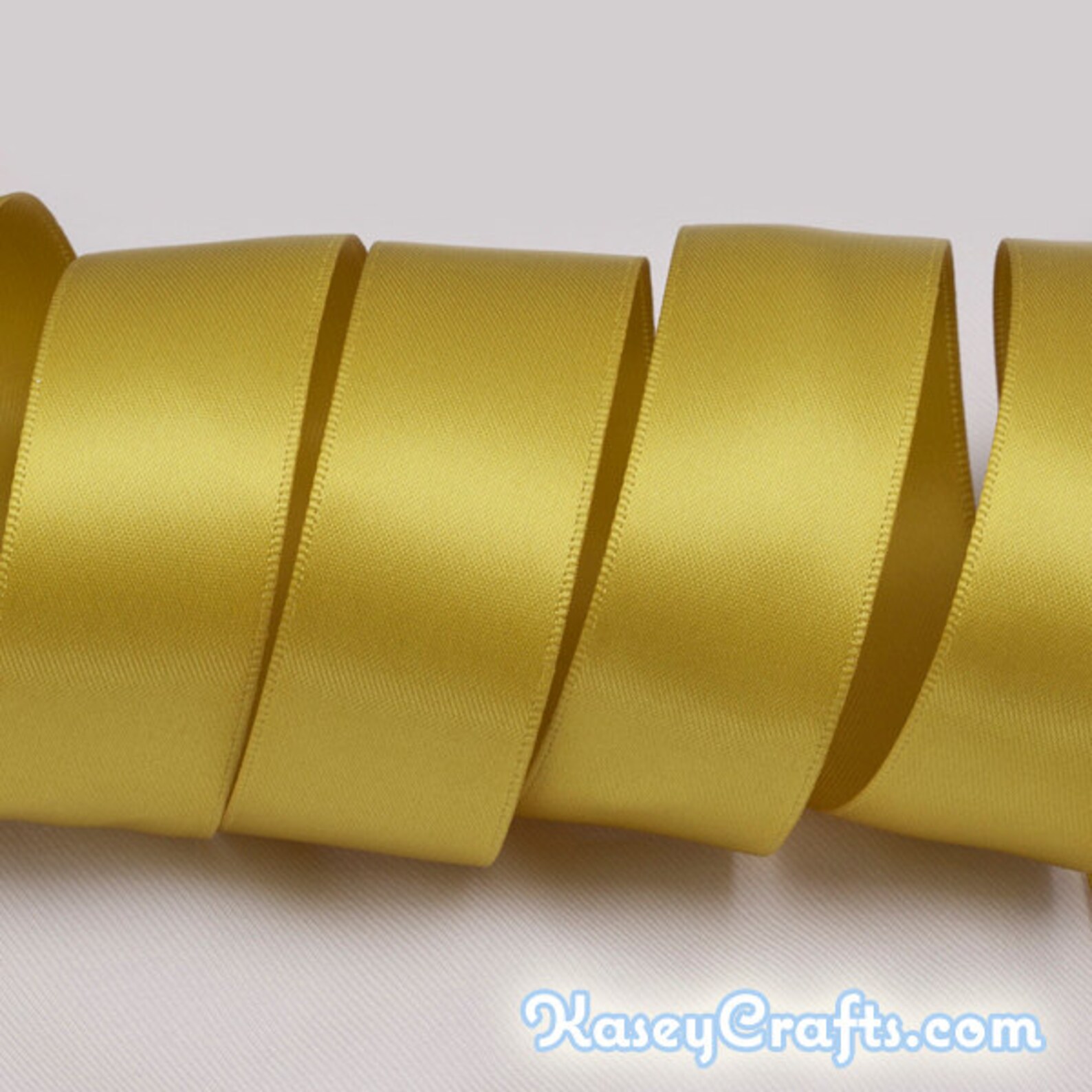 Dijon Gold Ribbon, Double Faced Satin Ribbon, Widths Available: 1 1/2 ...