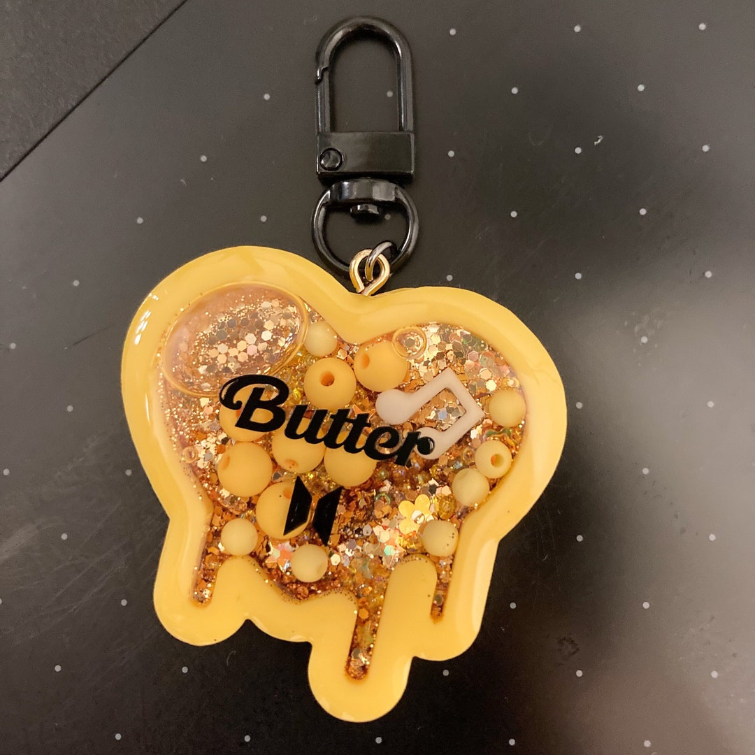 Handmade BTS Butter Inspired Keychain Shaker with Oil & Glitter - Etsy