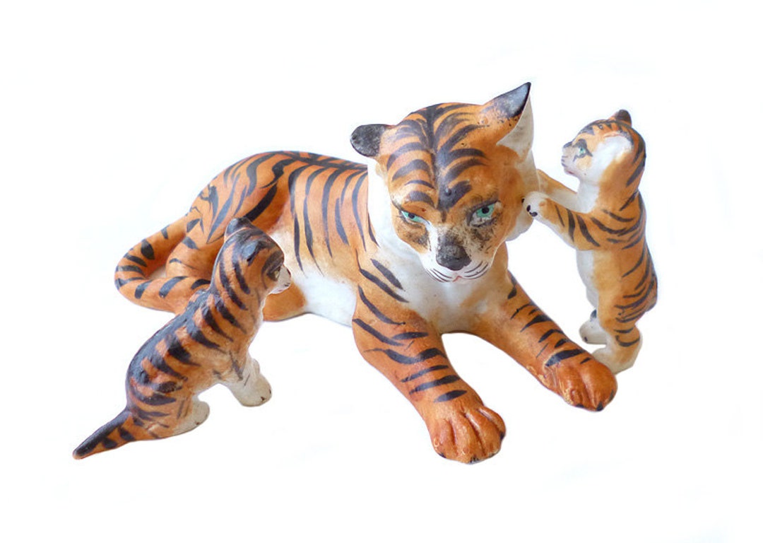Antique German Bisque Miniature, Tiger Putz Figurine, Dollhouse Zoo ...