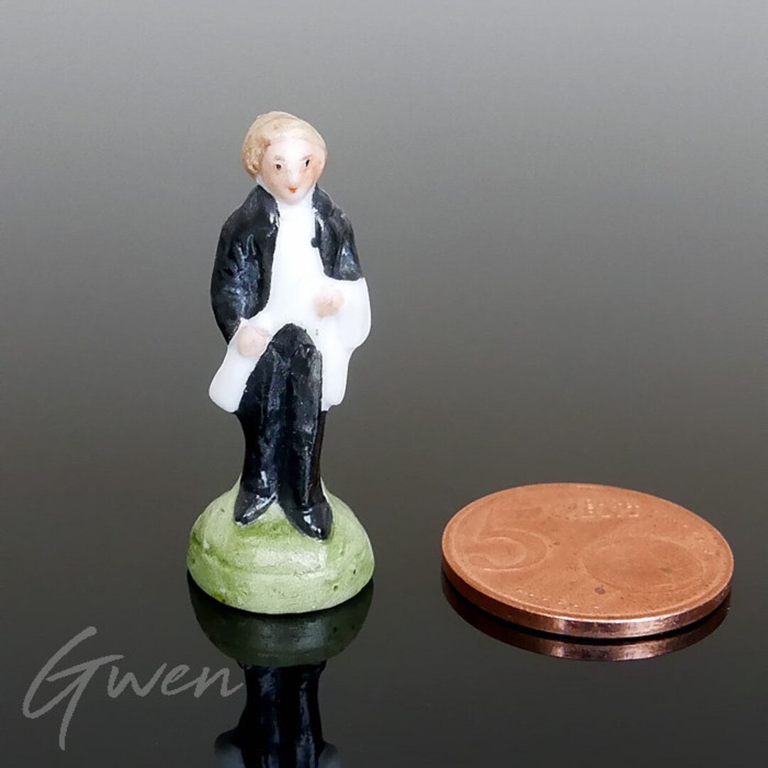 Antique German Bisque Miniature, Hertwig & Co Figurine, Waiter Figure ...