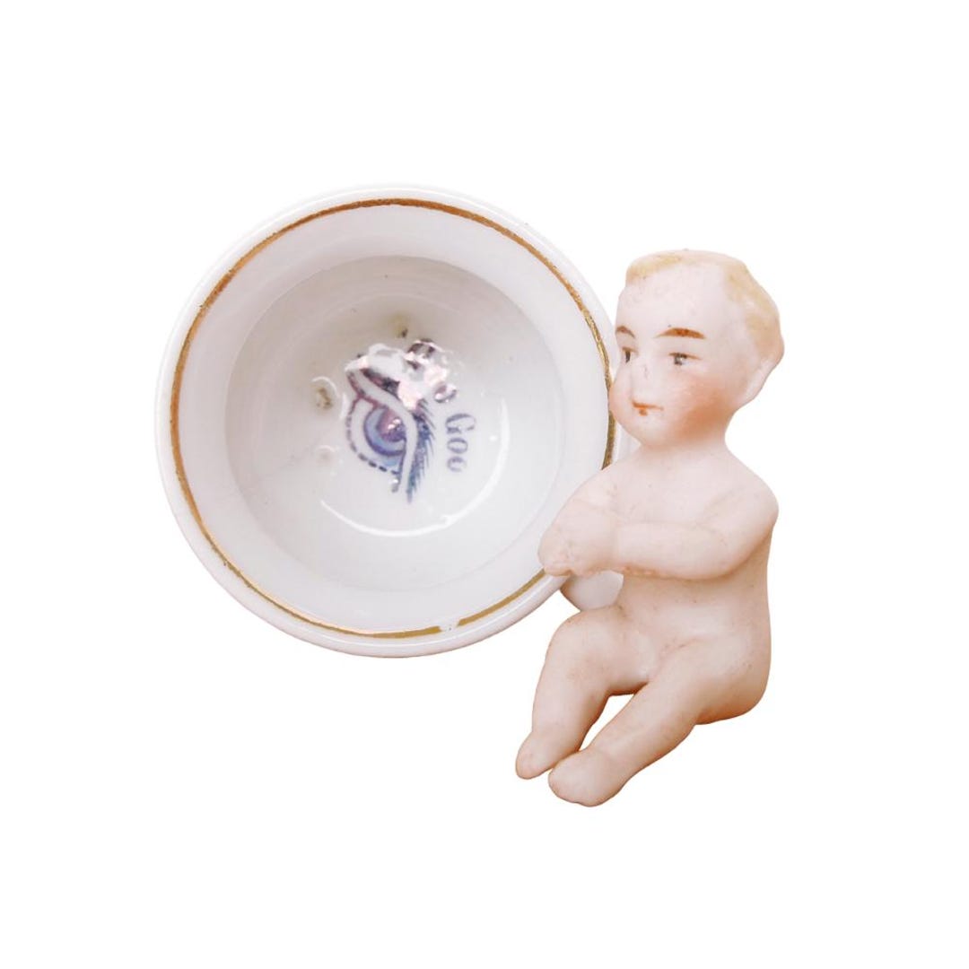 Antique 1.5 German Bisque Baby Doll in a Miniature Porcelain Chamber ...