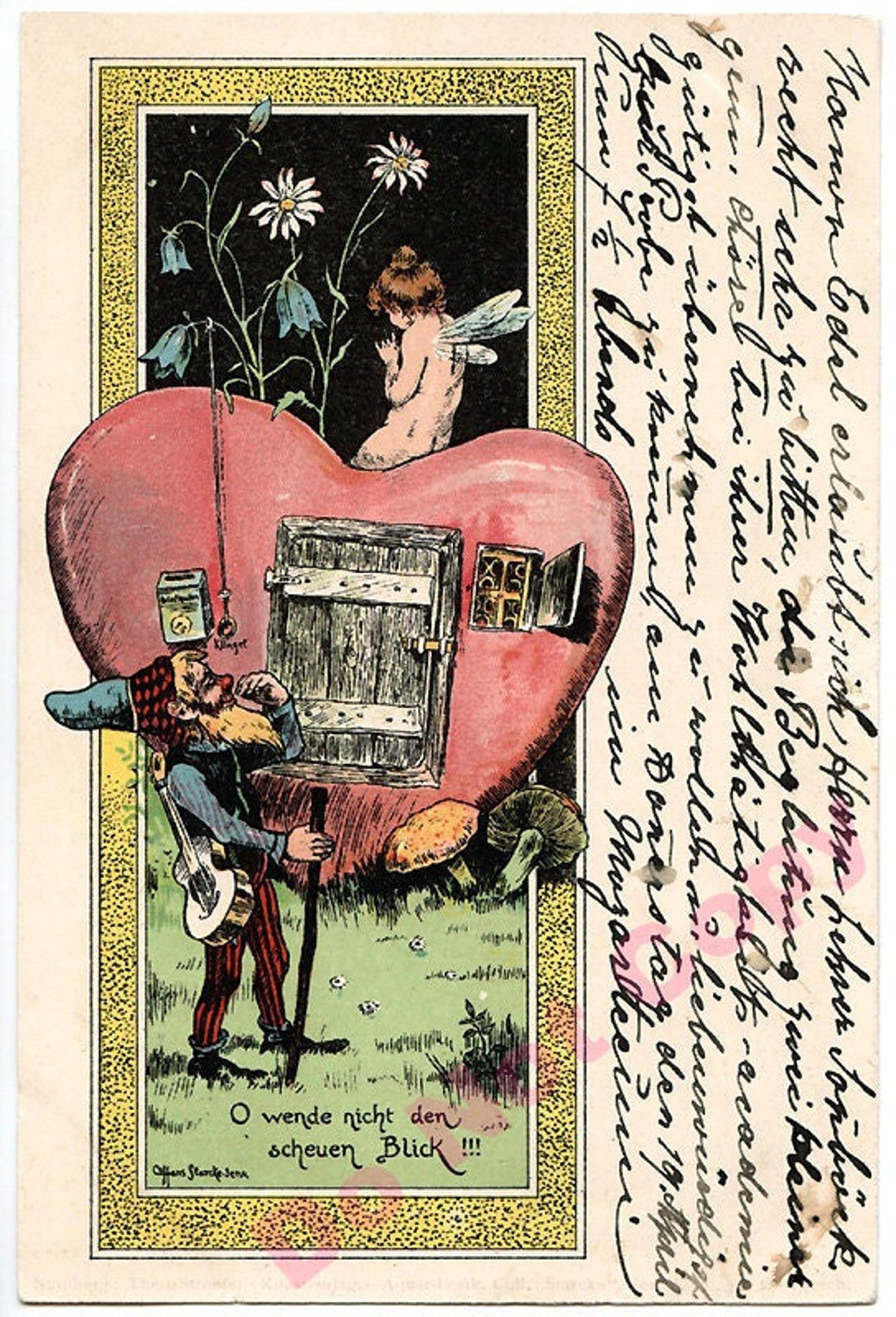 Antique Victorian German Original Postcard, Lithography 1900 ...