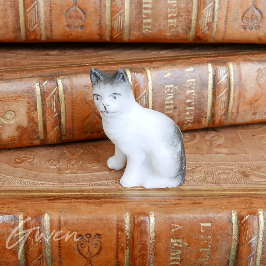 Antique German Bisque Miniature, Cat Figurine, Hertwig Kitten Putz ...
