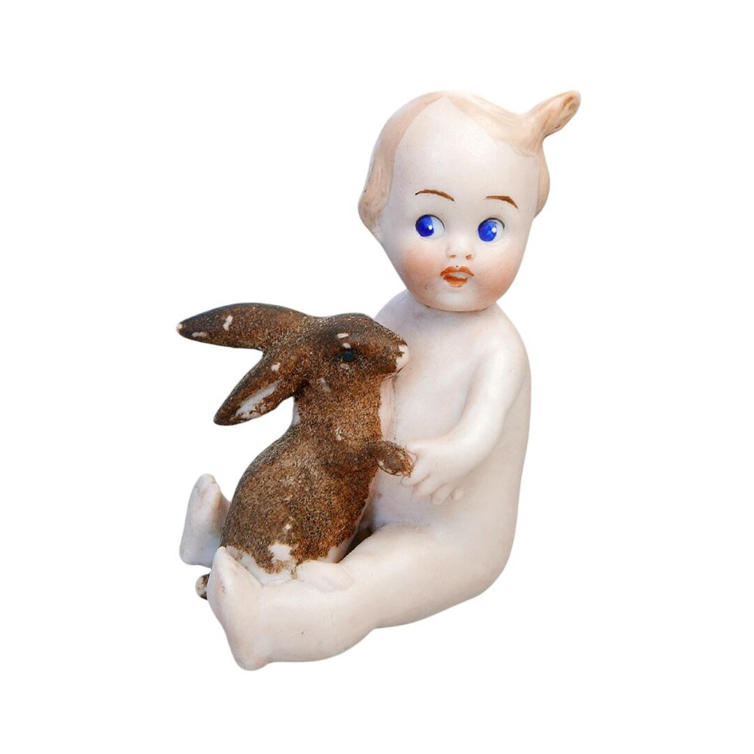 Antique Goebel Kewpie Doll & Rabbit Figurine: Germany Bisque Baby ...