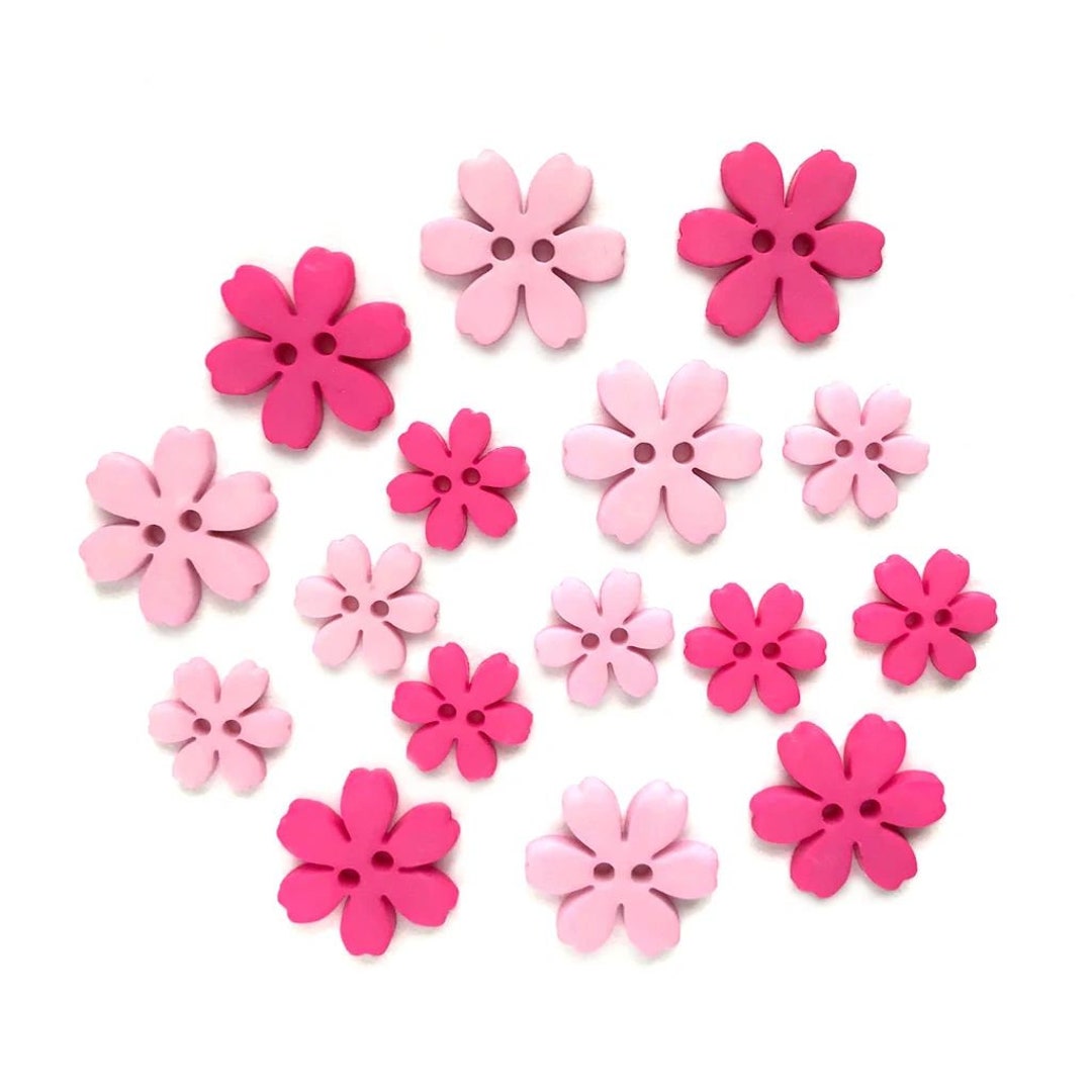PINK FLOWER BUTTONS - Etsy