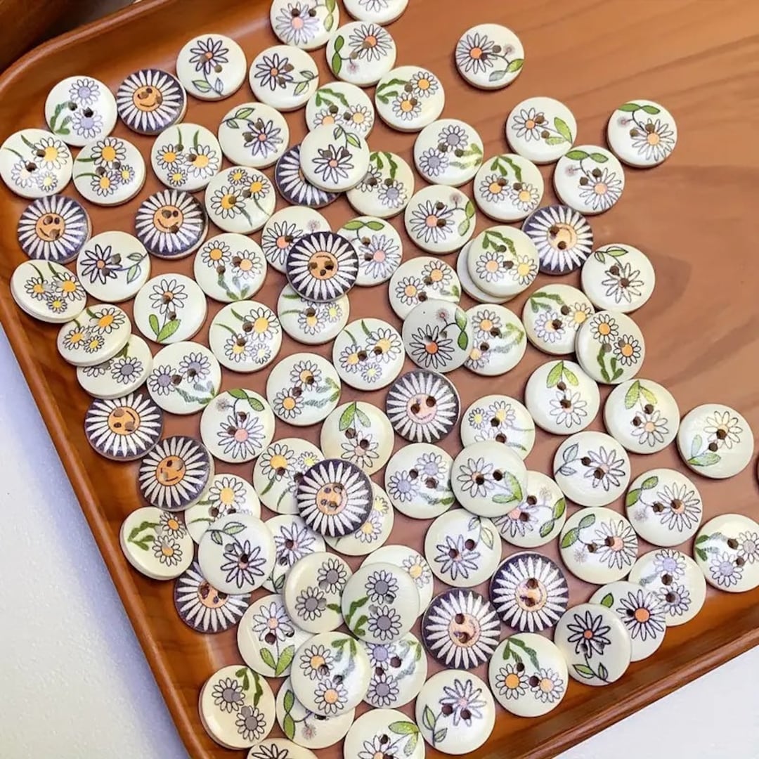Sunflower Daisy Painted Buttons - Etsy