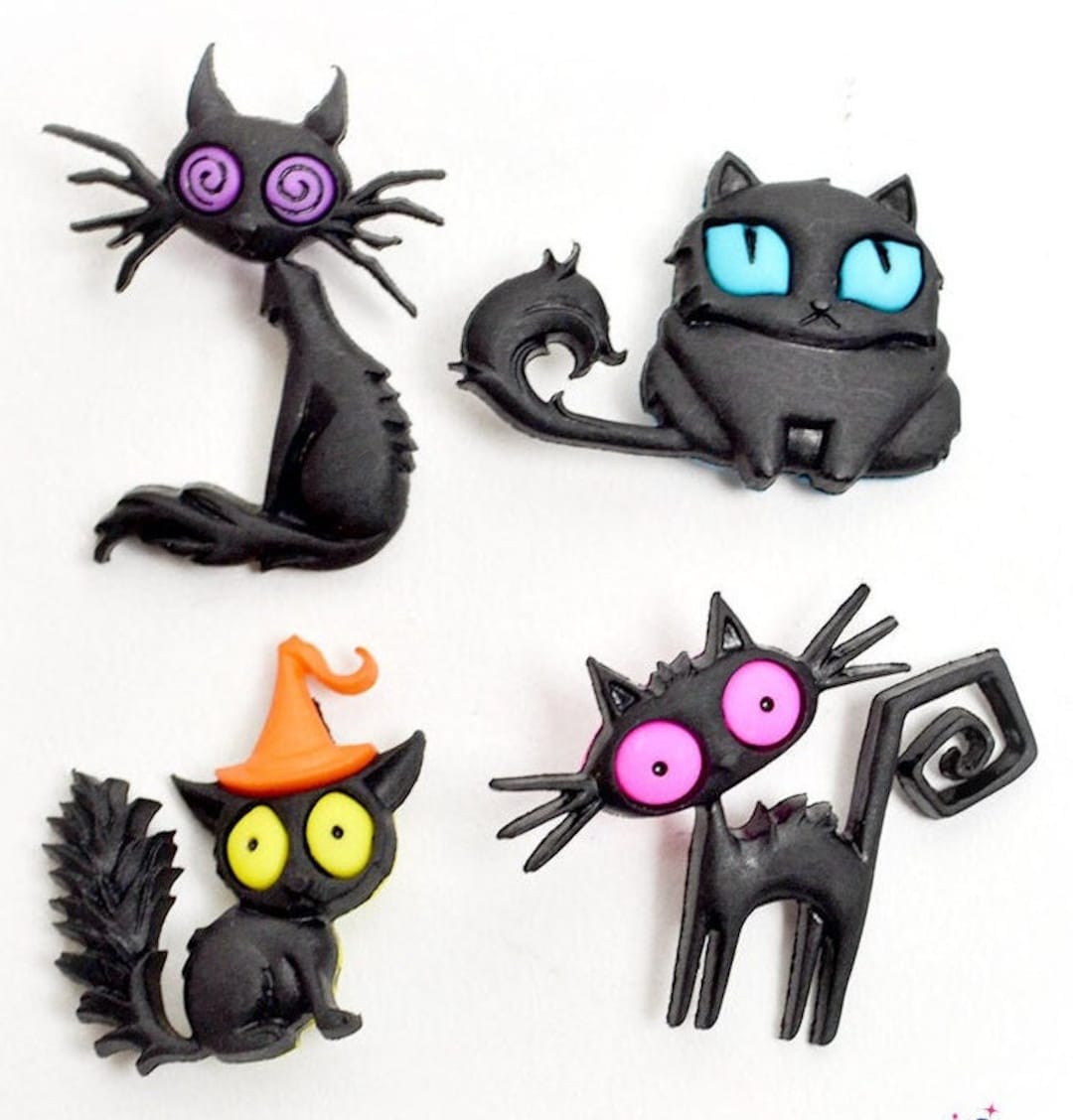 BLACK CAT BUTTONS - Etsy