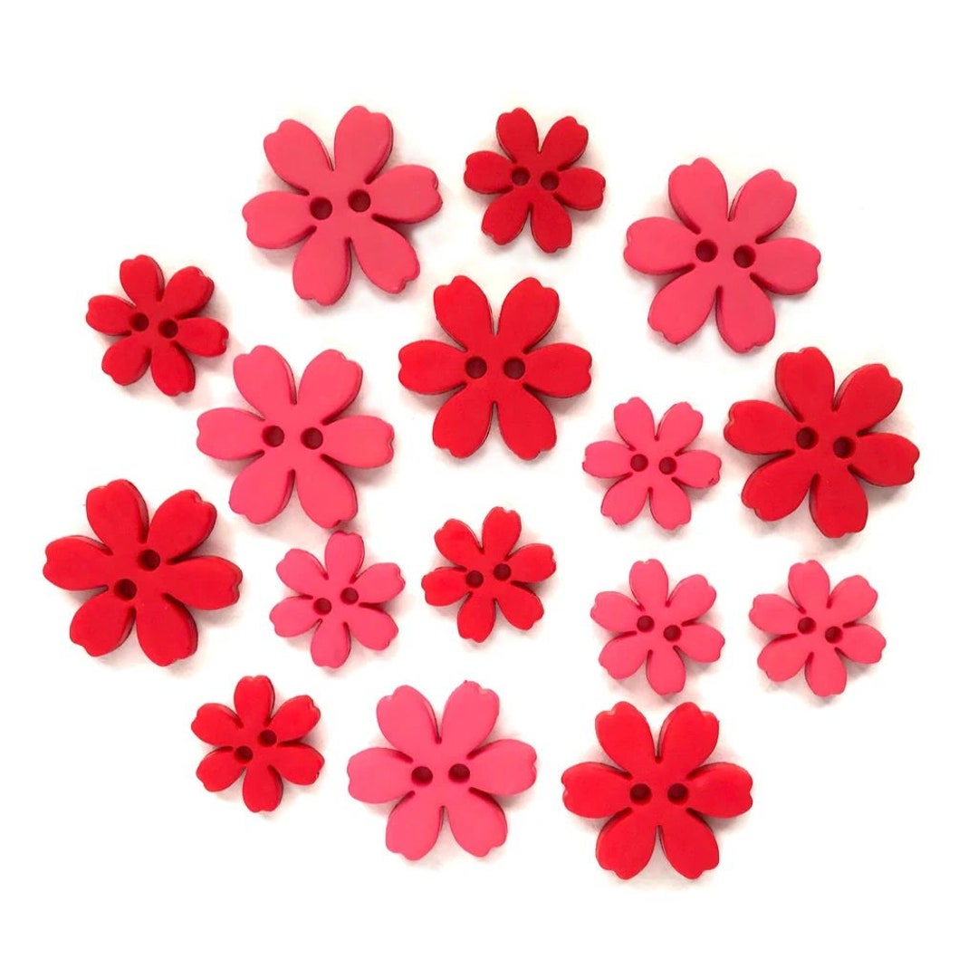 RED FLOWER BUTTONS - Etsy