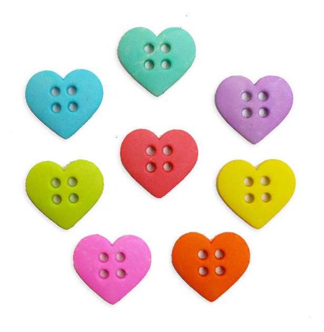 COLORFUL HEARTS Buttons - Etsy